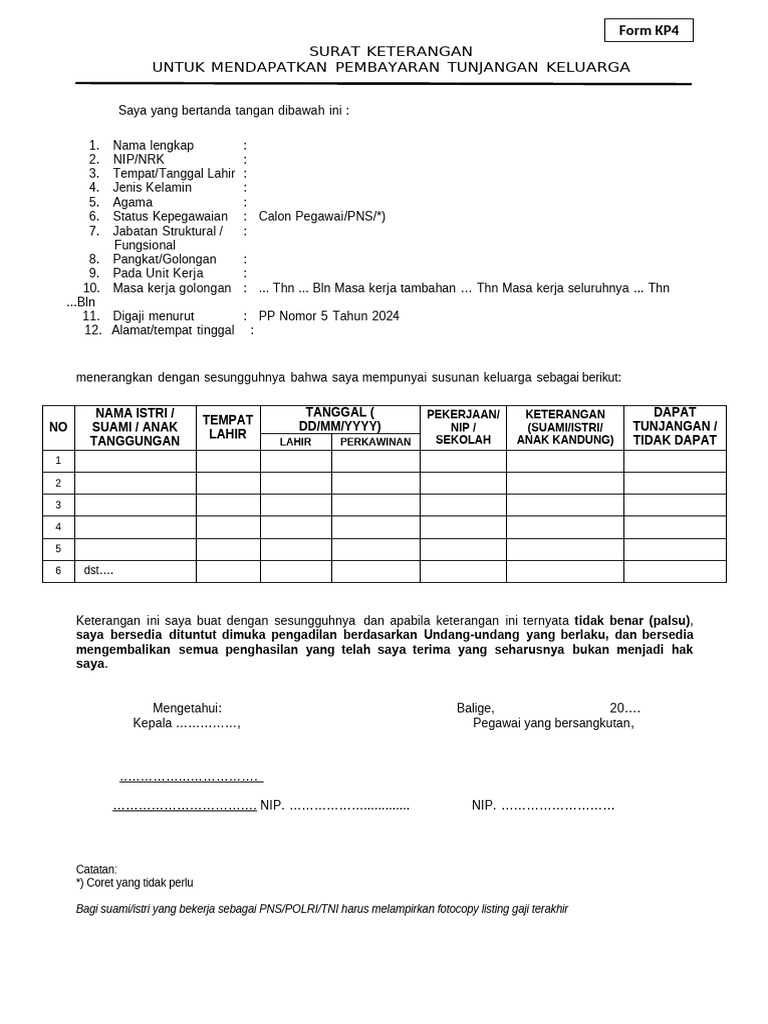 Formulir KP-4 | PDF