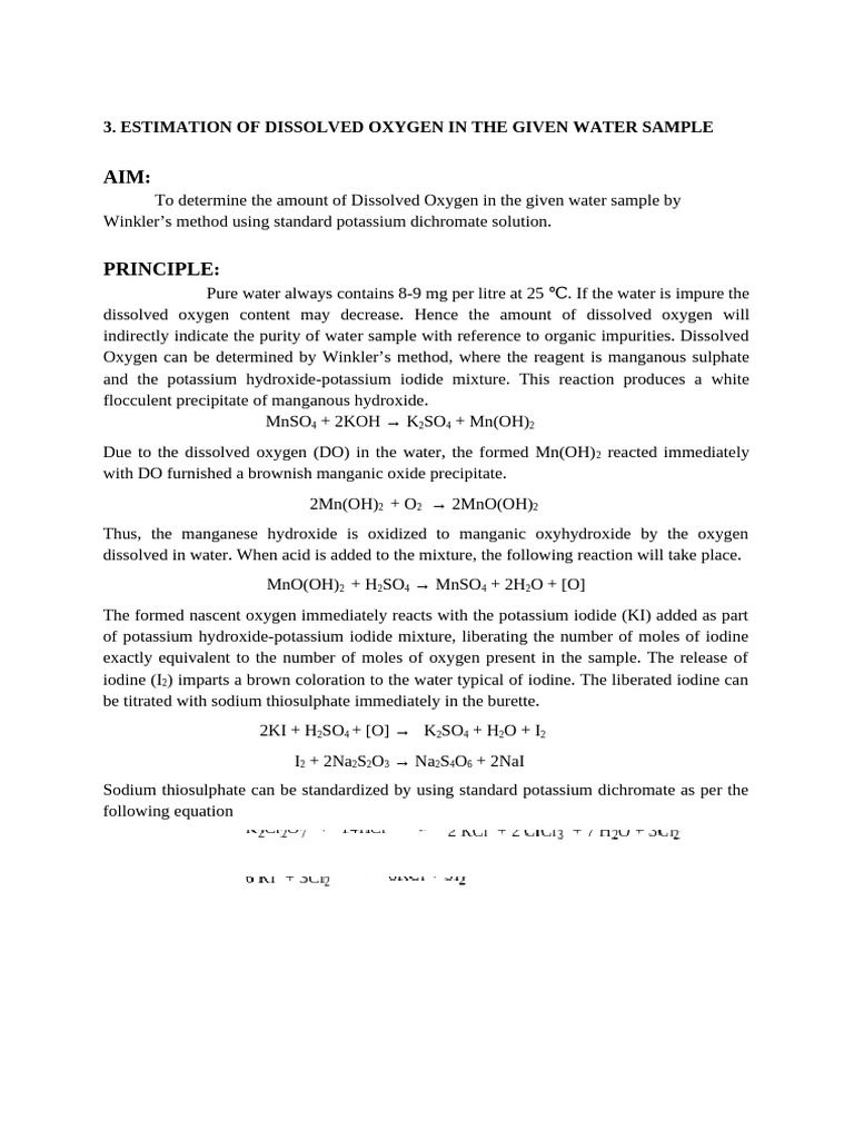 Dissolved Oxygen | PDF