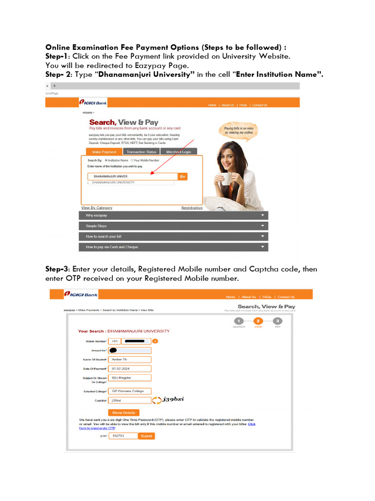Online Examination Fee Payment Options | PDF