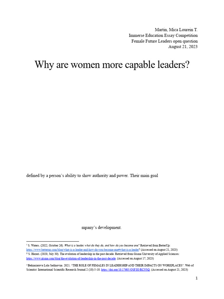 Why Are Women More Capable Leaders? | PDF | Leadership | Career & Growth