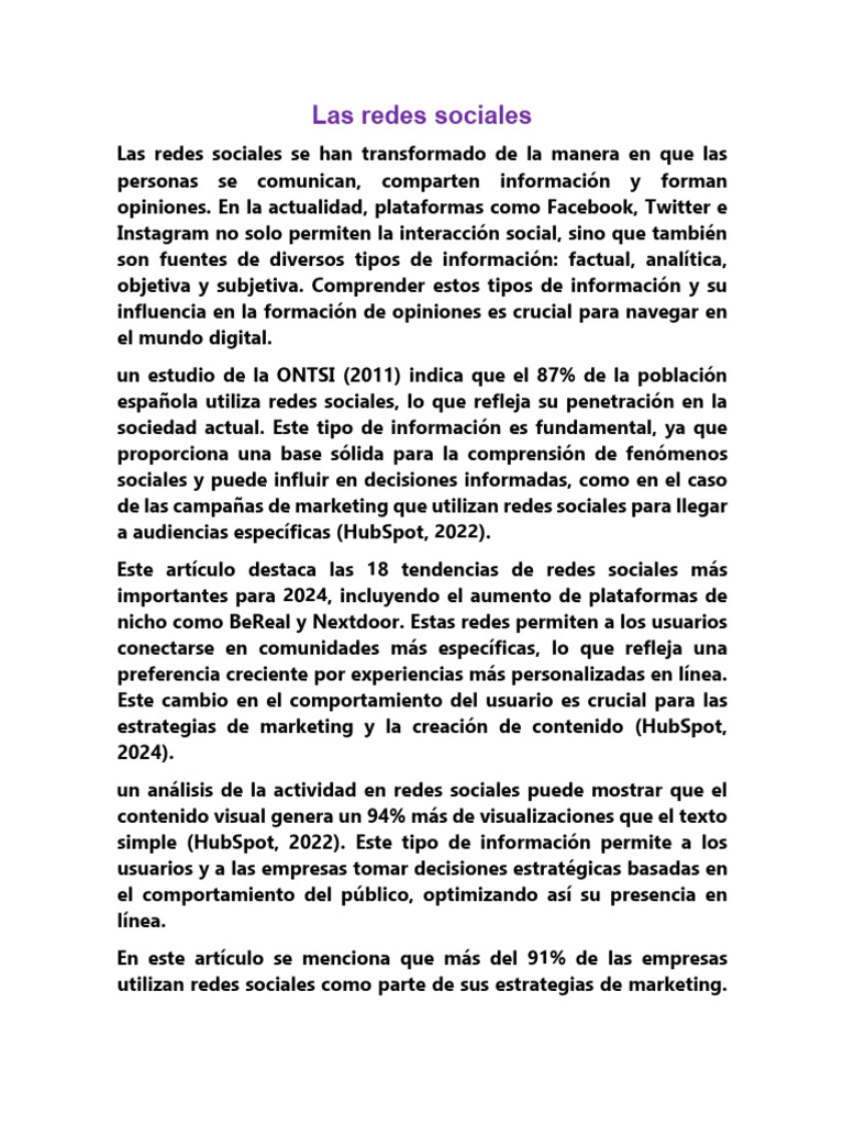 Ensayo Las Redes Sociales. Alberto Menendez | PDF