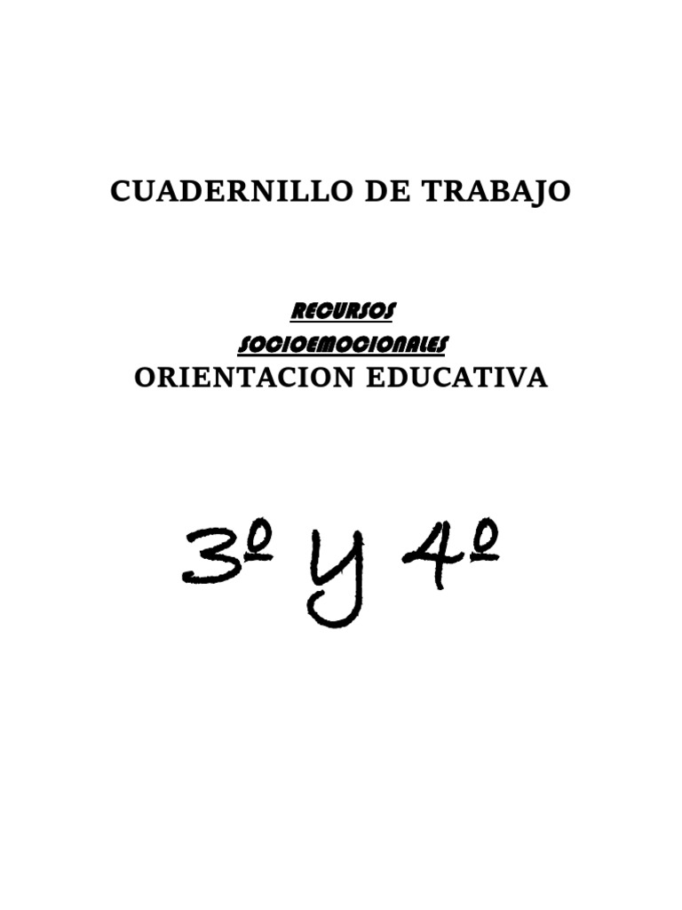 Cuadernillo 3ro Y 4to Orienttacion Pdf Inteligencia Emocional