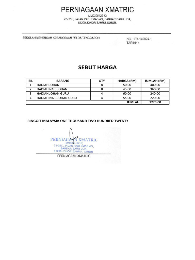 Perniagaan Sebut Harga | PDF