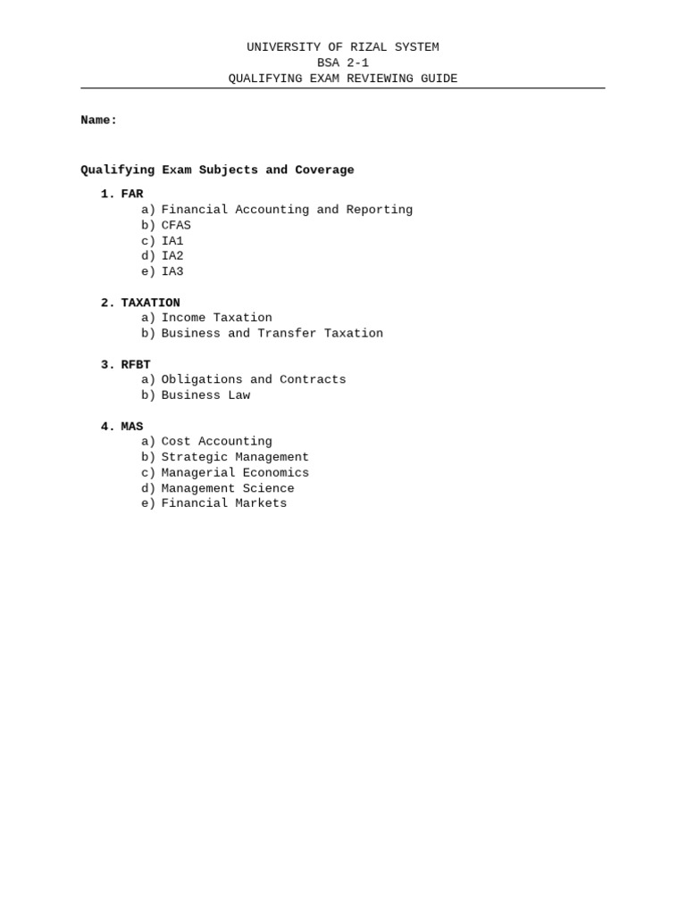 QUALIFYING EXAM GUIDE Nakabold Ang Important Topics | PDF