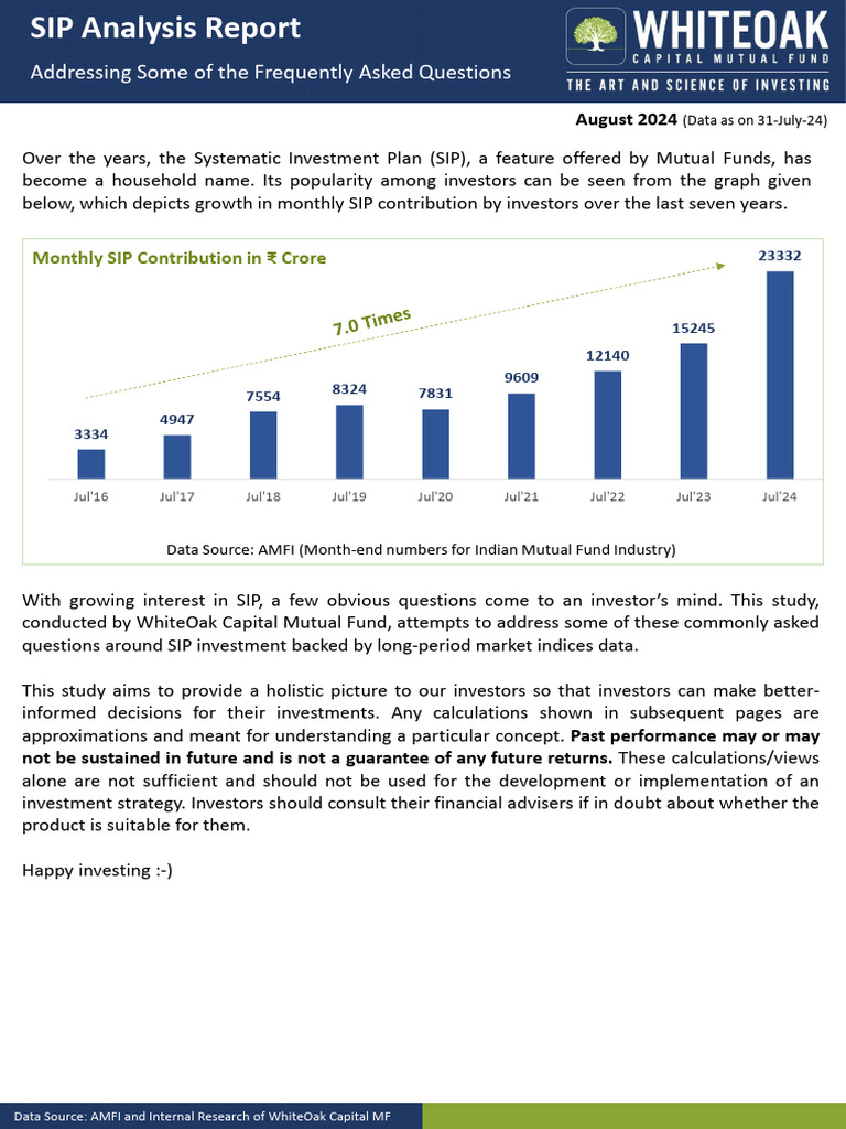 SIP Study by WhiteOak Capital MF - August 2024 | PDF