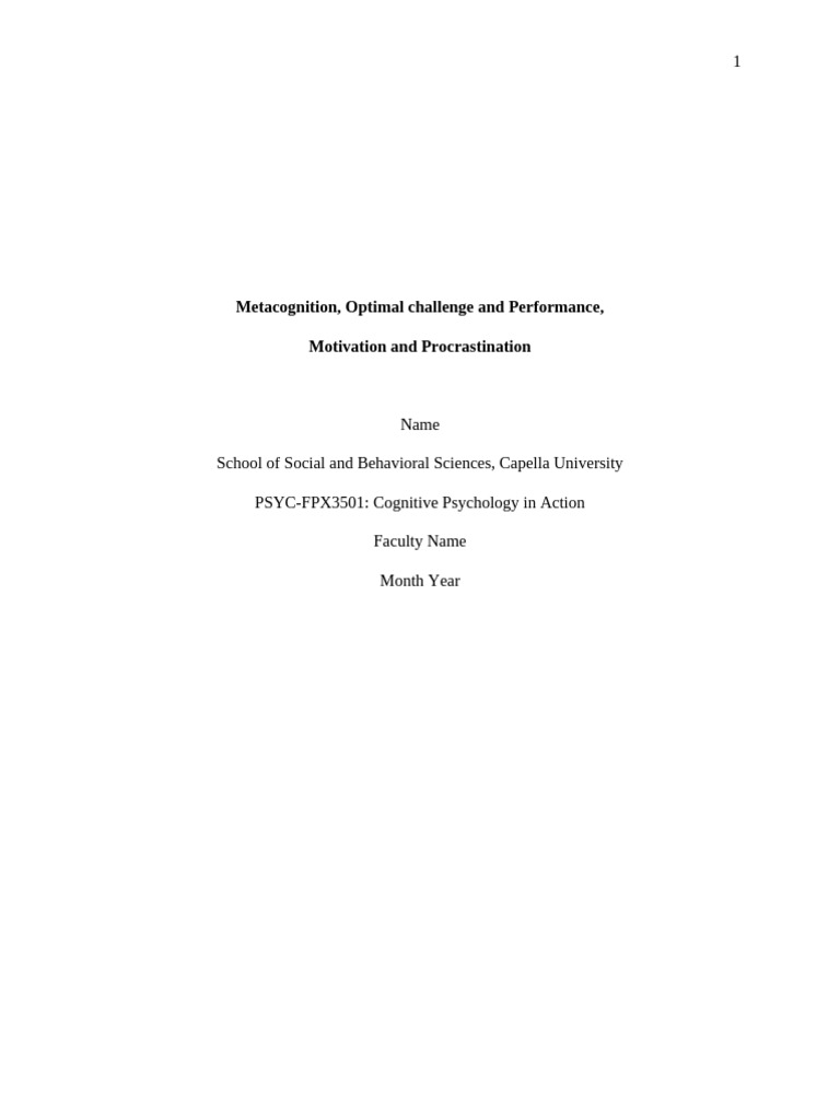 Metacognition, Optimal Challenge and Performance | PDF