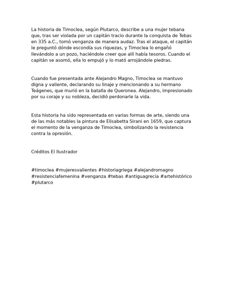 Historia de Timoclea | PDF | Historia | Libros para adolescentes