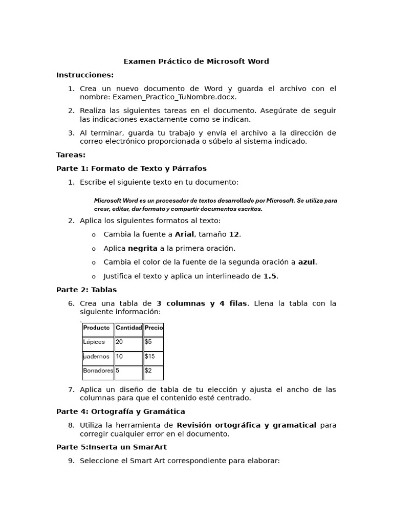Examen Práctico de Microsoft Word | PDF