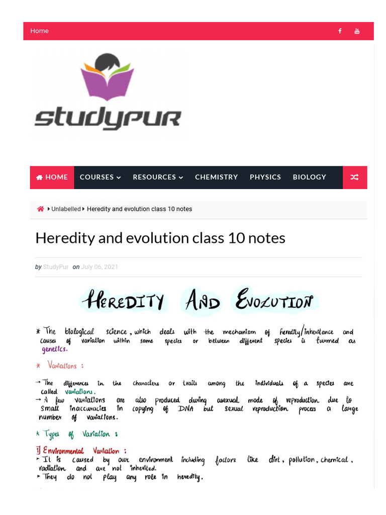 202107heredity and Evolution Class 10 Notes - HTML | PDF