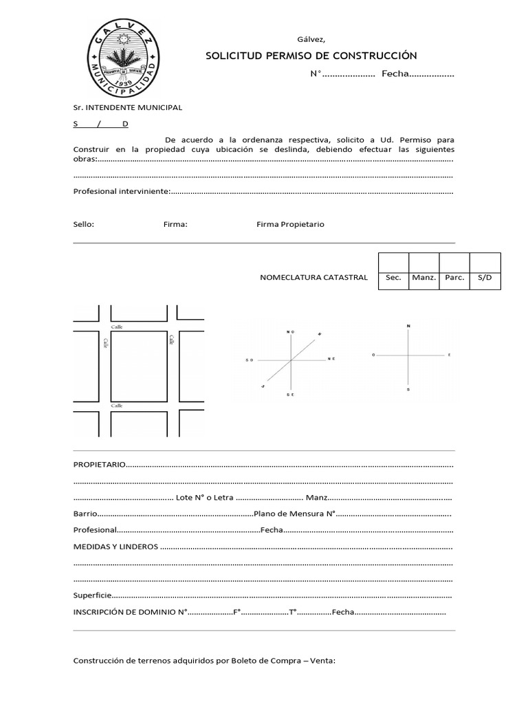 Solicitud Permiso de Construcción | PDF