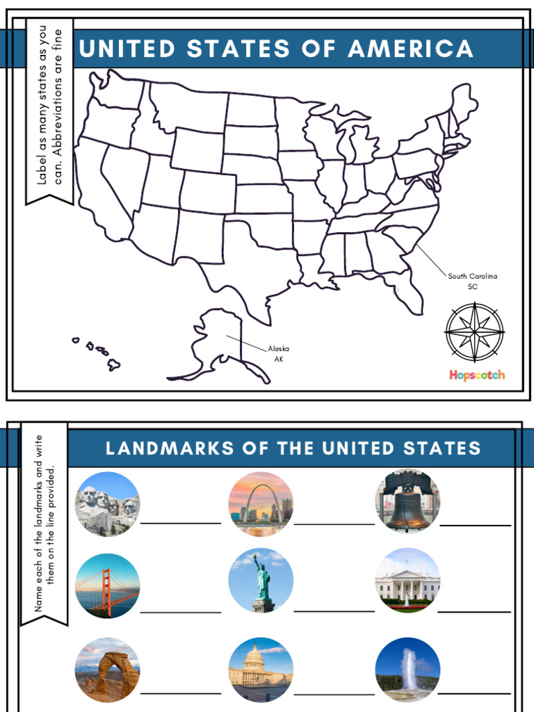 USA Map Labelling Worksheet | PDF