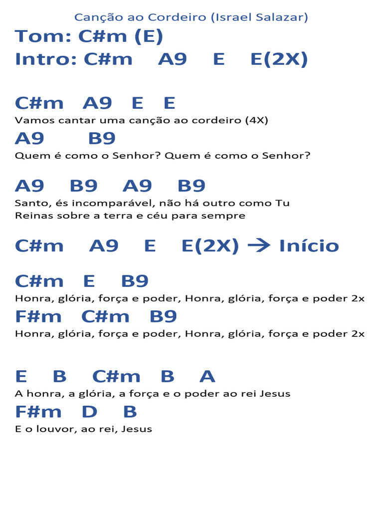 Cancao Ao Cordeiro - Medley | PDF