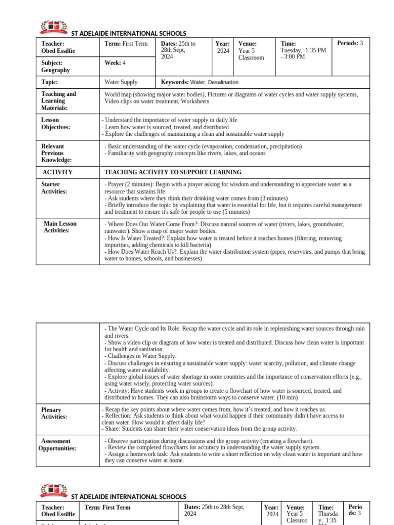Lesson Plan (History,Geography and Bible Knowledge) _ Year 5_Term 1 ... Lesson Plan (History,Geography and Bible Knowledge) _ Year 5_Term 1 ...