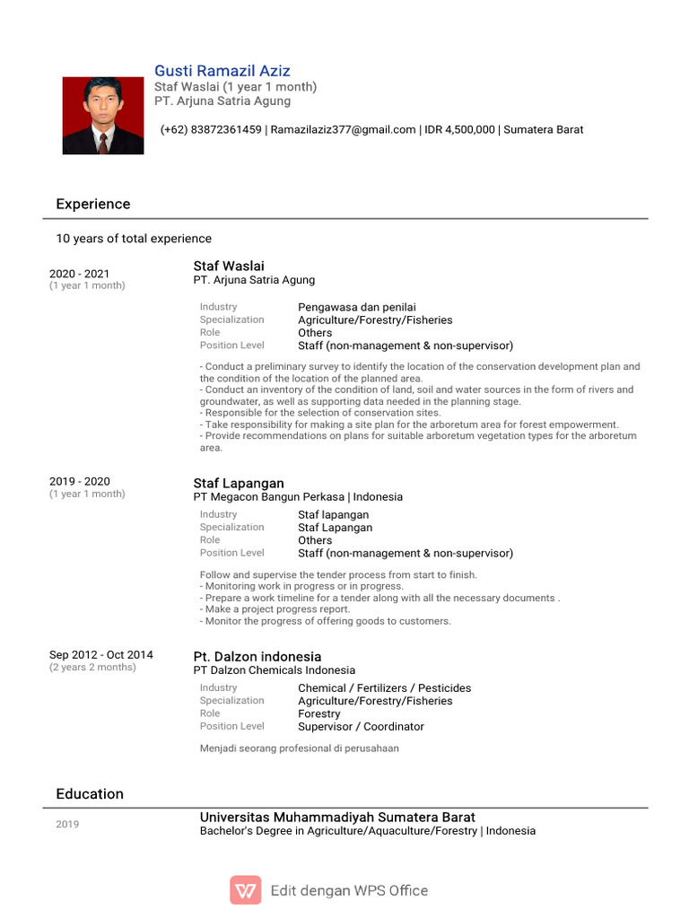 CV TERBARU 2022 Gusti Ramazil Aziz | PDF