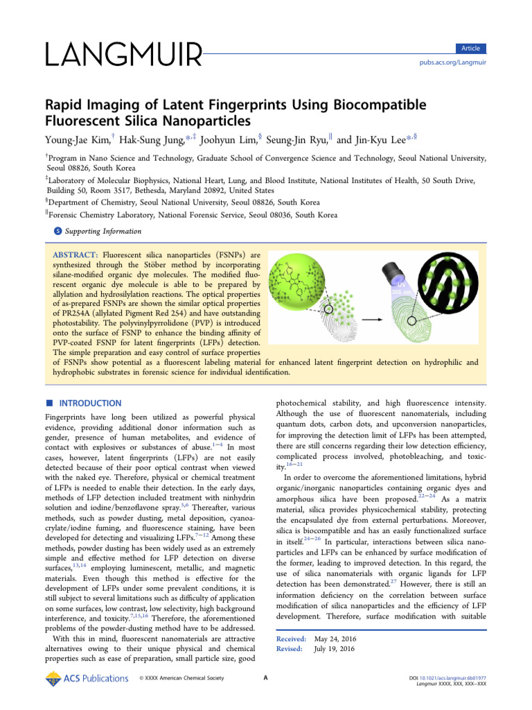 Rapid Imaging of Latent Fingerprints Using Biocompatible | PDF ...
