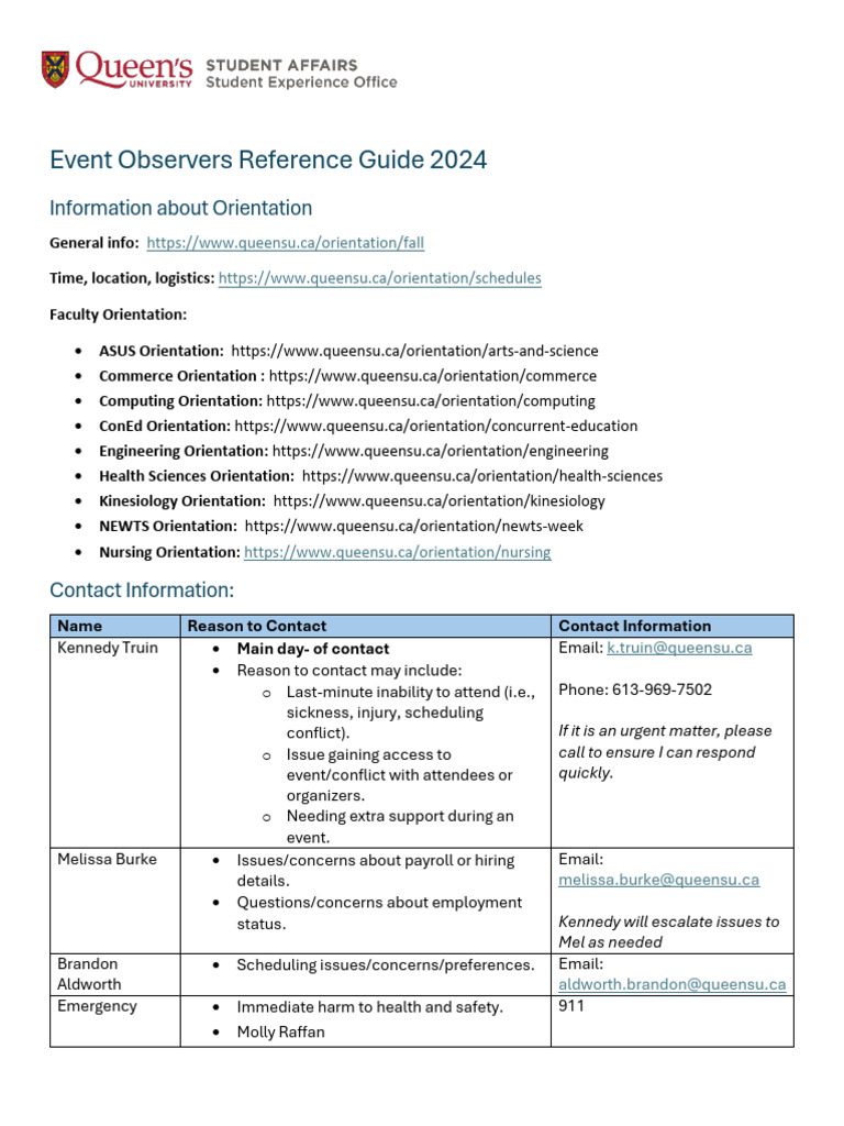 Event Observers Quick Reference Guide 2024 | PDF