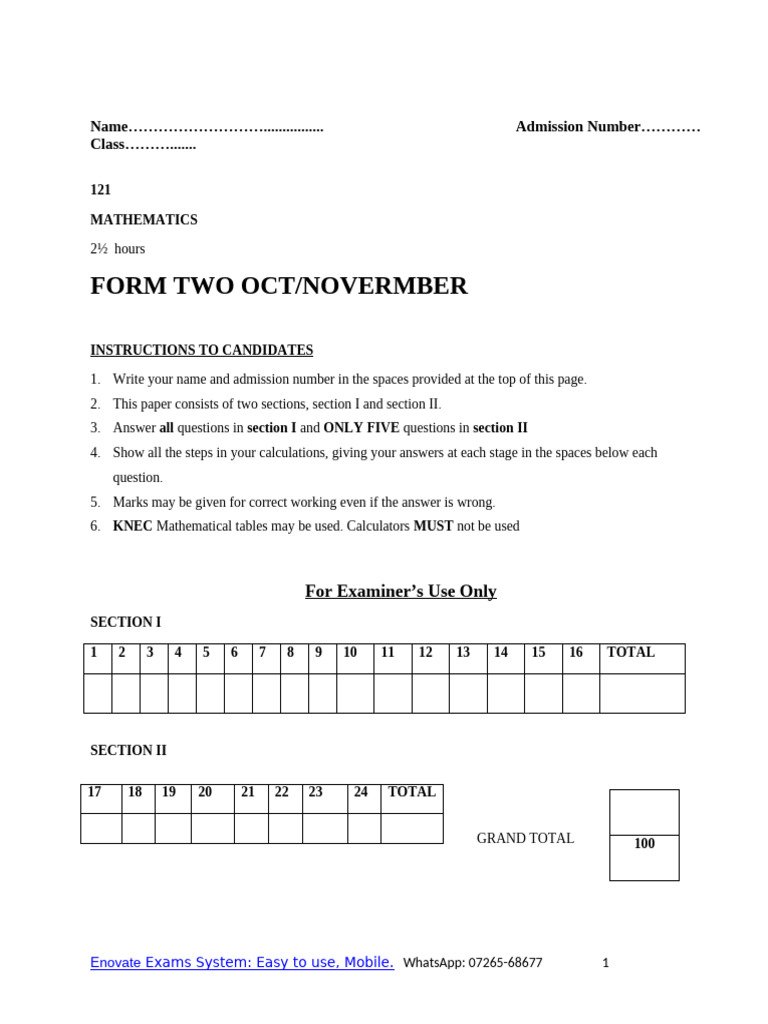 Moi Tea Term2 2022 Maths Q | PDF