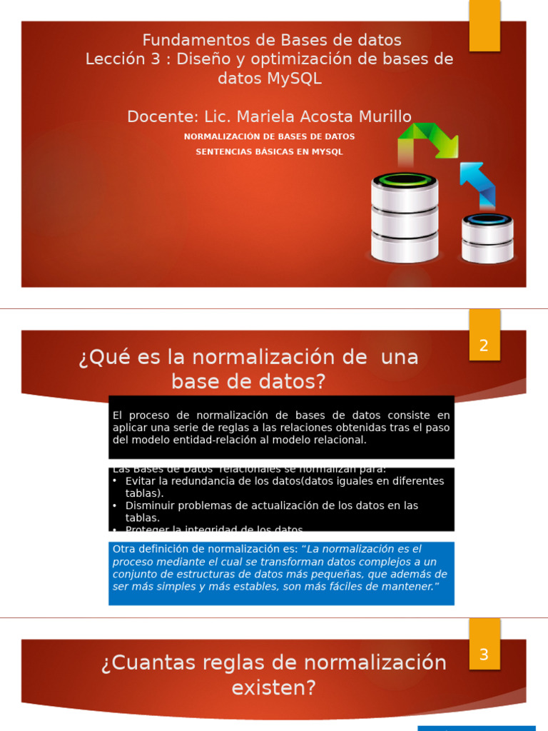 Clase 3-Normalización-Sentencias Básicas MySQL | PDF