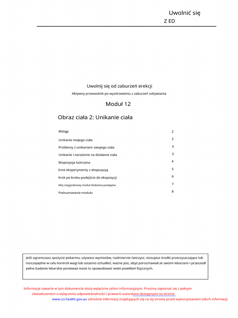 Break Free From ED - 12 - Body Image II - Body Avoidance | PDF | Self ...