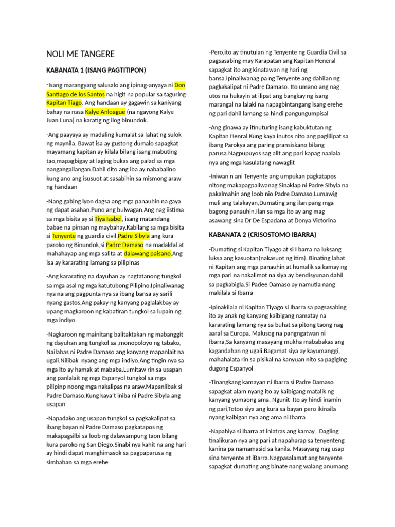 NOLI ME TANGERE FIL G9 2023 | PDF