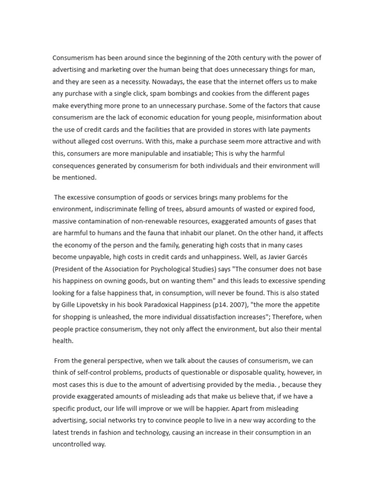 Consumerism Docx Pdf