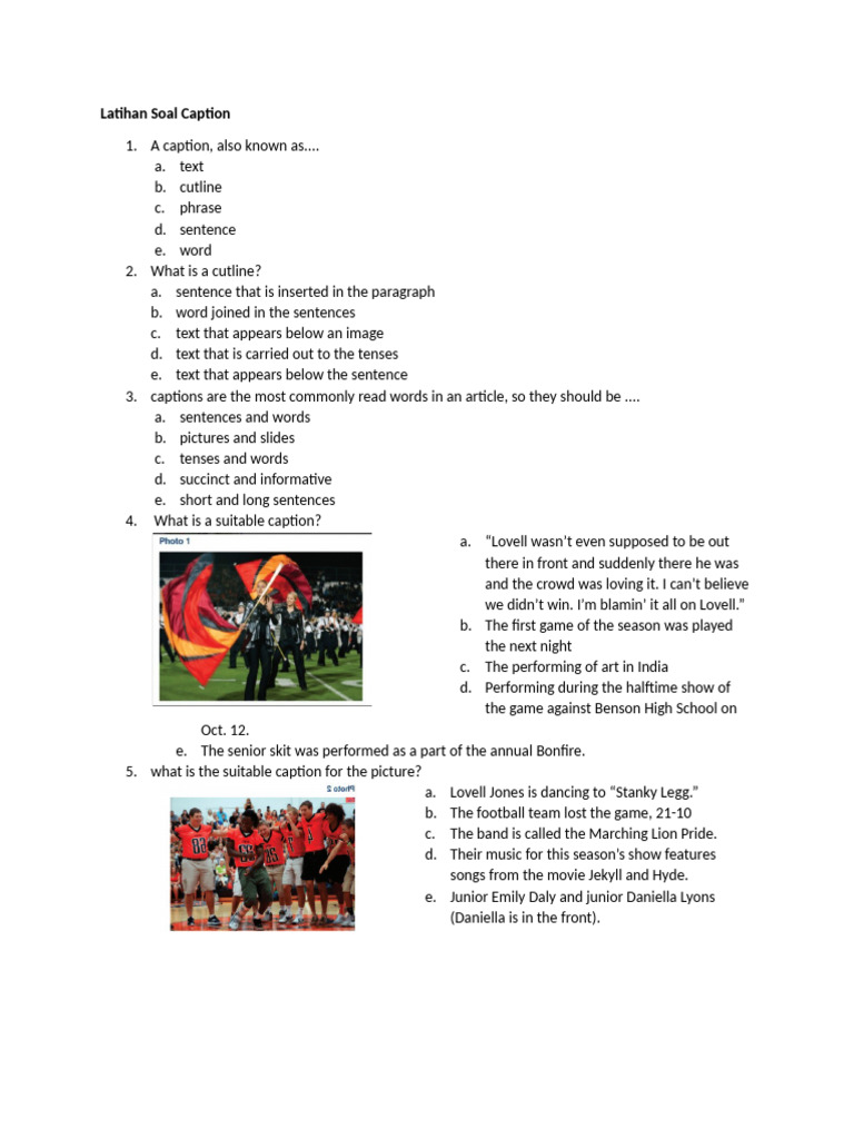 Latihan Soal Caption Pdf