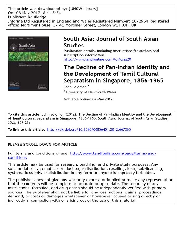 The Decline of Pan Indian Identity and | PDF