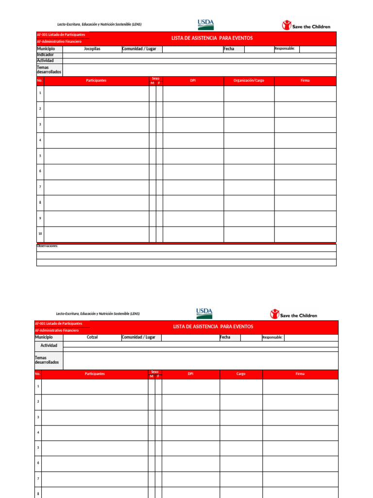 Planillas Actividades Educación | PDF