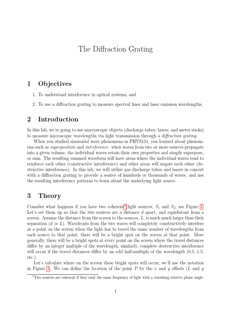 Diffraction Grating | PDF