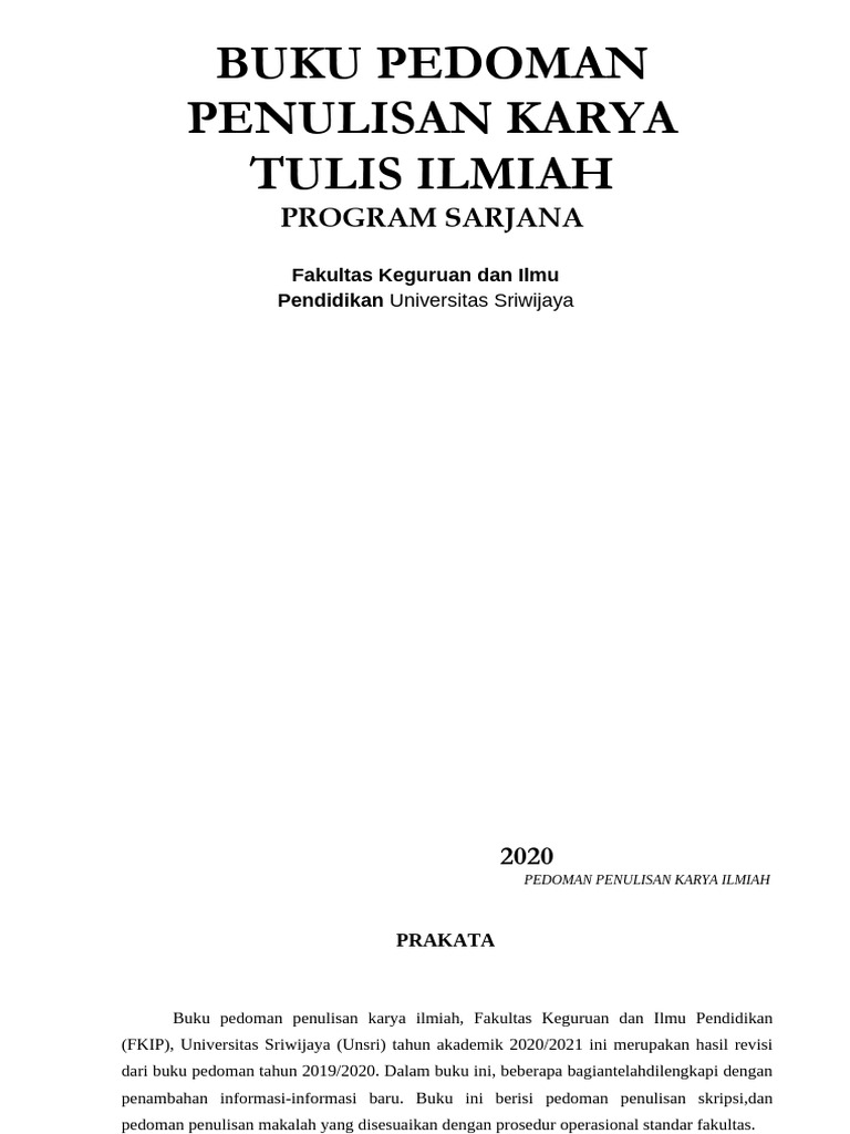 Buku Pedoman Penulisan Karya Ilmiah Skripsi 2020 2021 | PDF