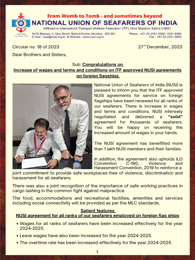 IBF TCC Agreement Circular | PDF | Labor | Economies