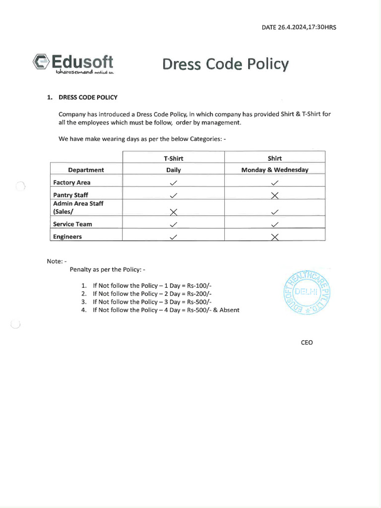 Dress Code Policy | PDF