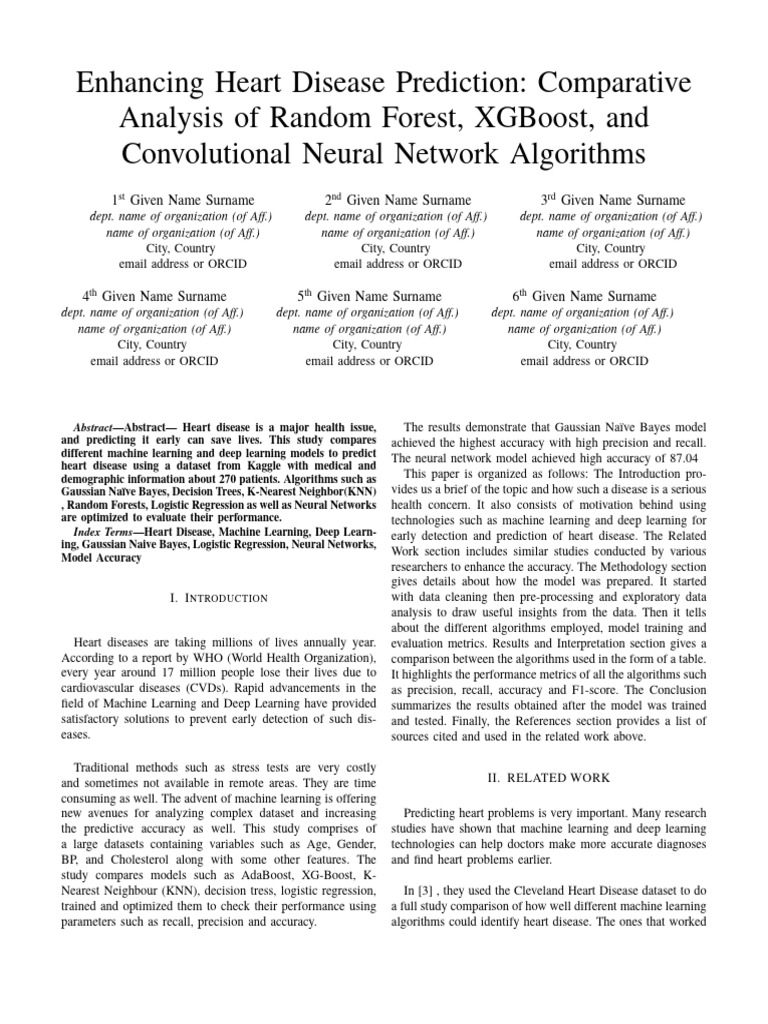 Enhancing Heart Disease Prediction Comparative Analysis of Random Forest XGBoost and ...