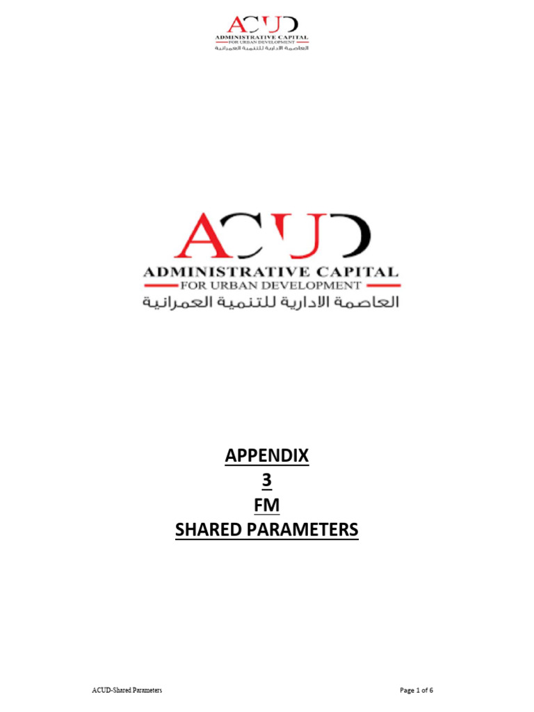 ACUD_Appendix 3-FM Shared Parameters | PDF