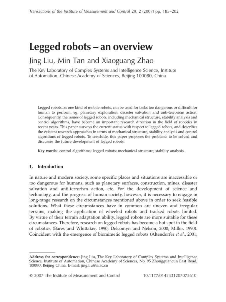 Legged Robots Overview | PDF