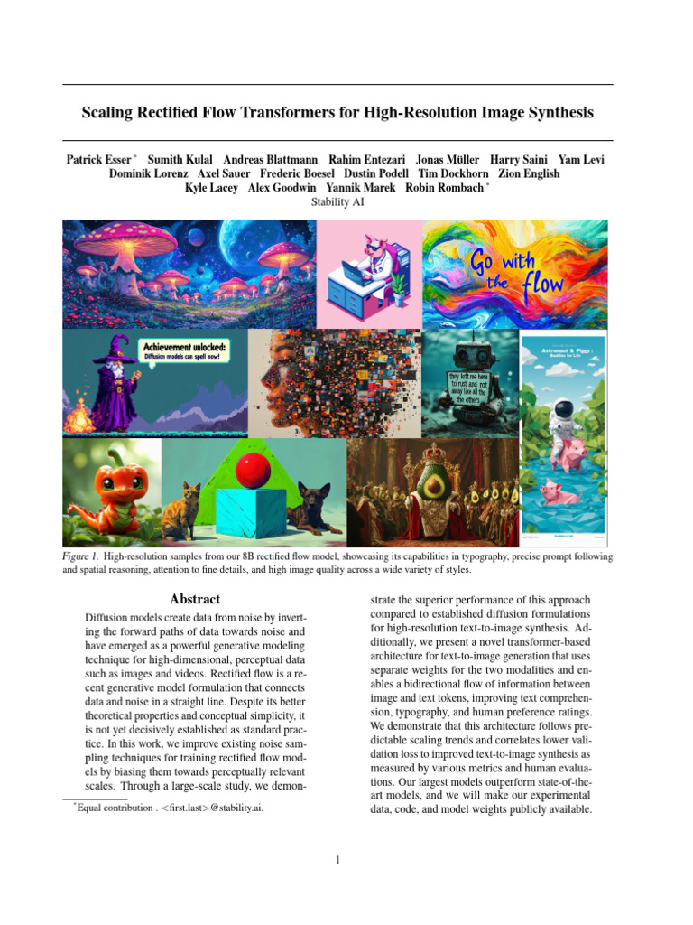 Scaling Rectified Flow Transformers For High-Resolution Image Synthesis | PDF