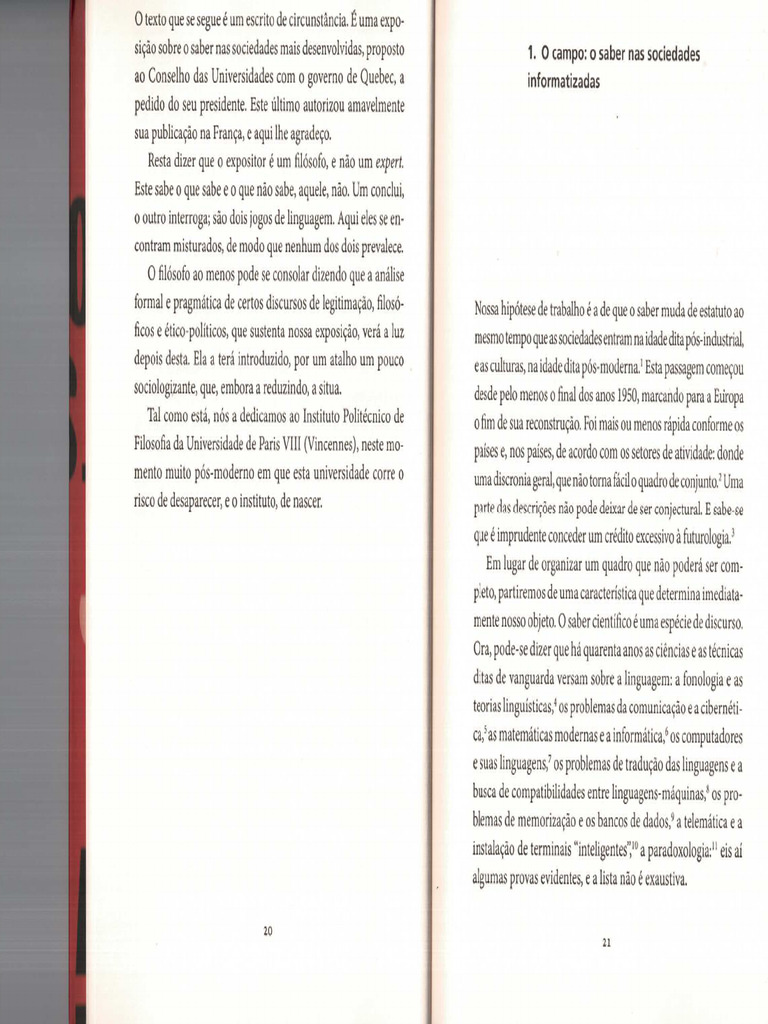 LYOTARD, Jean François. Condição Pós-Moderna. Rio de Janeiro José ...