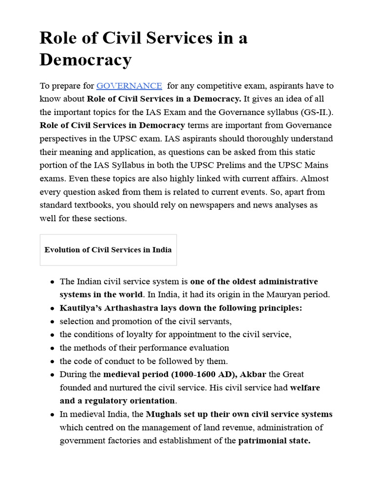 Role of Civil Services in A Democracy - ONLYIAS - Nothing Else - UPSC ...