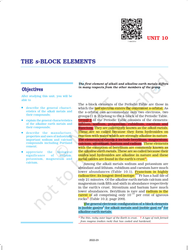 S Block Ncert | PDF