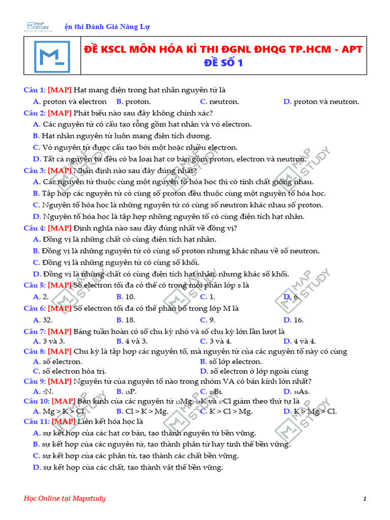 Đề Số 1 - 10 Đề Hóa Apt 2025 | PDF