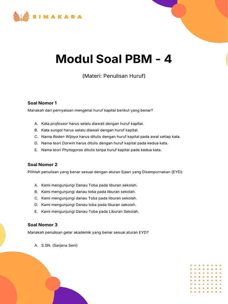 Modul PBM 4 Penulisan Huruf | PDF | Seni & Disiplin Bahasa