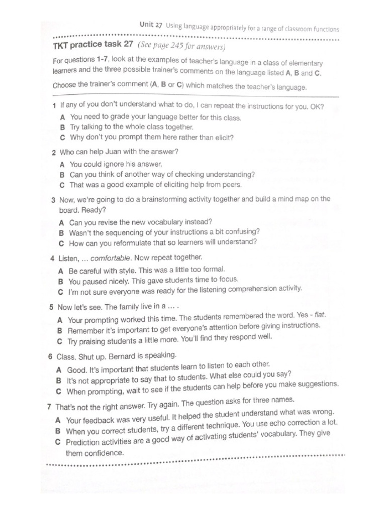 TKT Practice Task Unit 27 | PDF