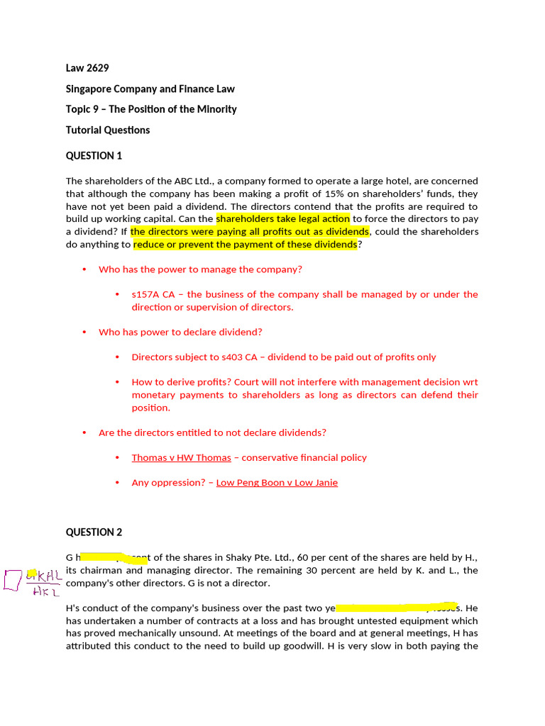 Topic 9 - The Position of The Minority Tutorial Questions and Answers CC | PDF