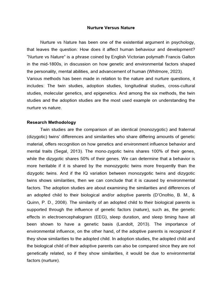 Nurture Versus Nature | PDF