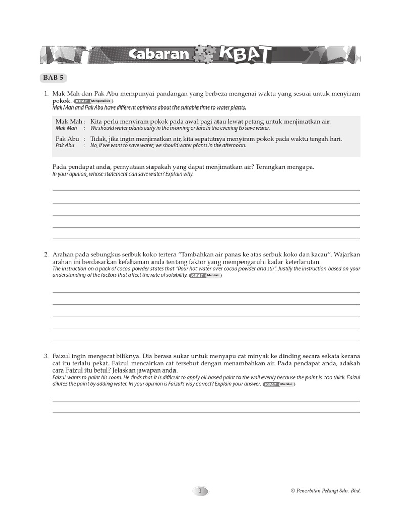 Cabaran KBAT&Jwp 5 | PDF