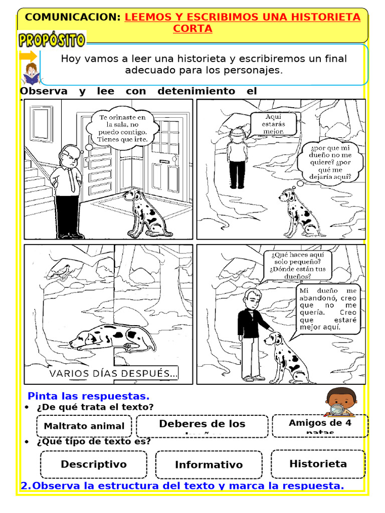 U6 S2 Ficha D2 Com Leemos Y Escribimos Una Historieta Corta Pdf