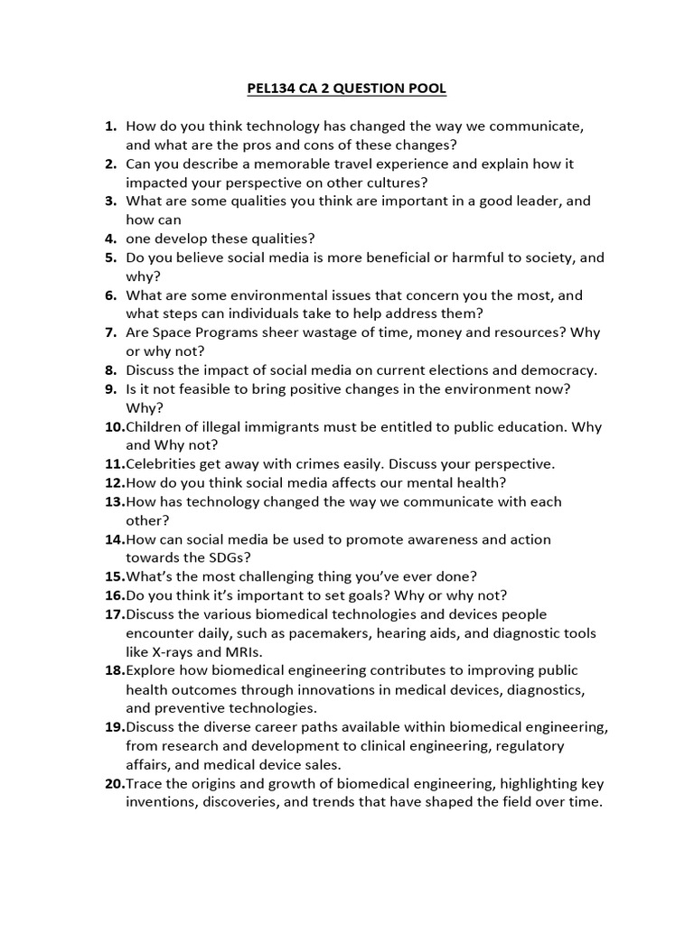 Pel134 Ca 2 Question Pool | PDF