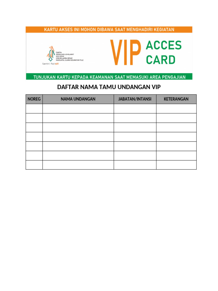 Daftar Nama Tamu Undangan Vip | PDF