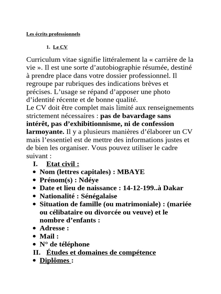 Les Ecrits Professionnels | PDF