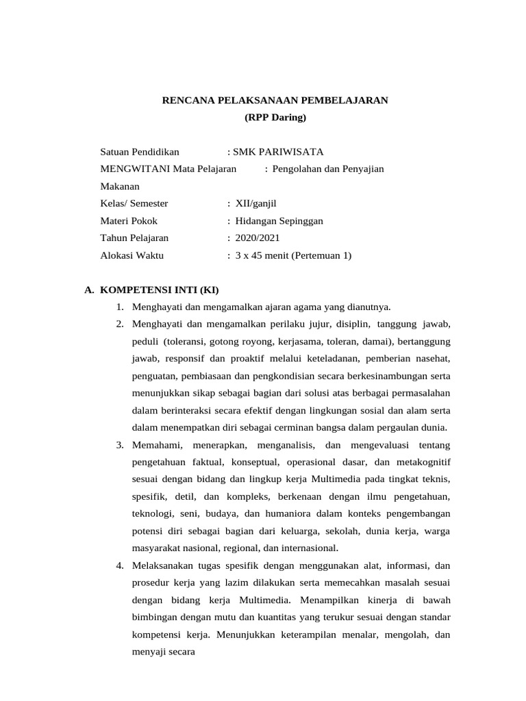 Hidangan Sepinggan | PDF